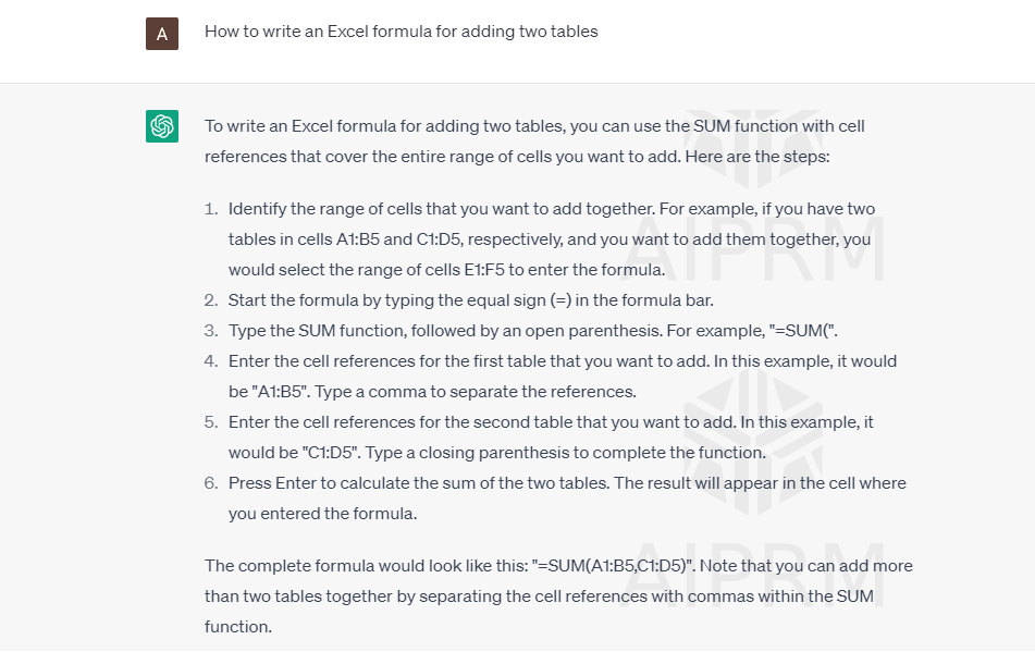 How to use ChatGPT for Excel to create Spreadsheet Formulas?